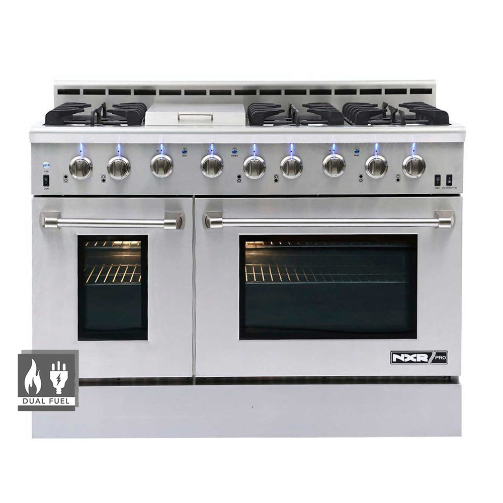 Stainless Steel Dual Fuel Range with 6 Burners and Convection Oven
