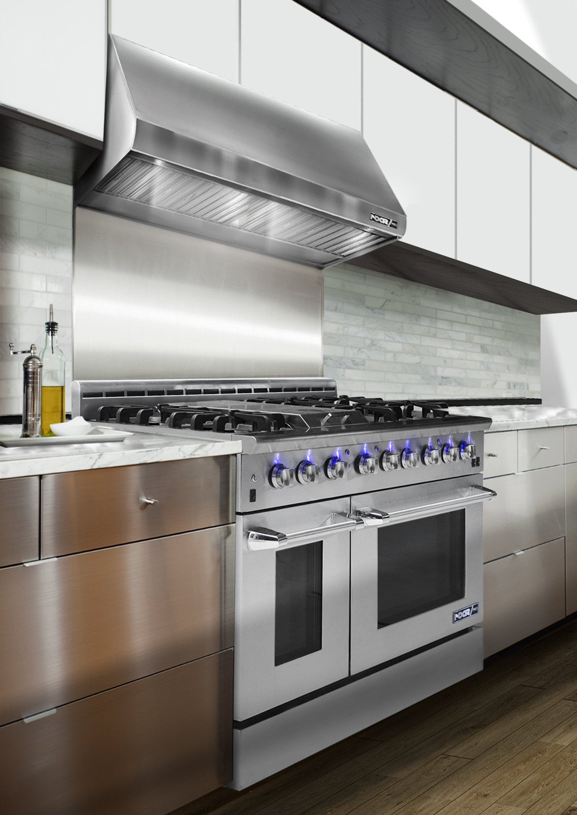 Stainless Steel 6 Sealed Burner Gas Range with Convection Oven