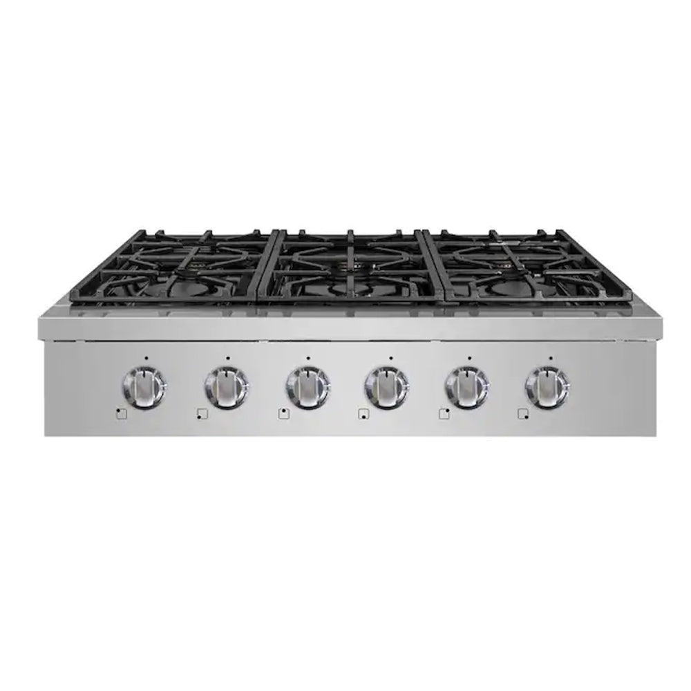 Stainless Steel 6 German Burner Cooktop with Cast Iron Grates