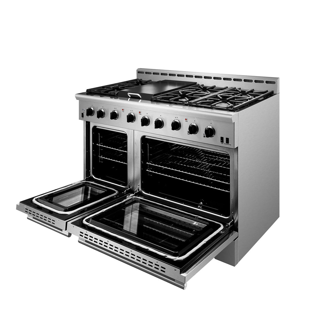 Stainless steel Gas Range 6 German Sealed Burn with Convection Oven