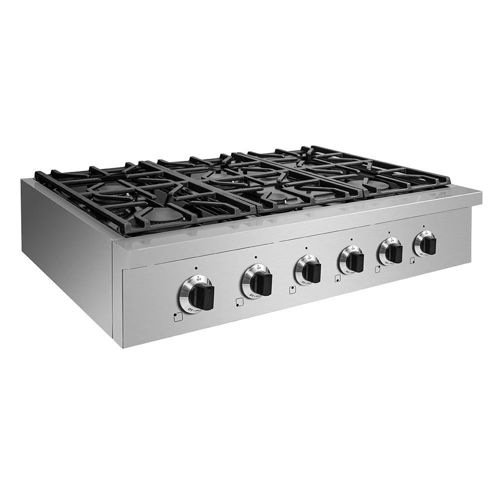 Stainless Steel Cooktop 6 Burner with Heavy Duty Cast Iron Grate
