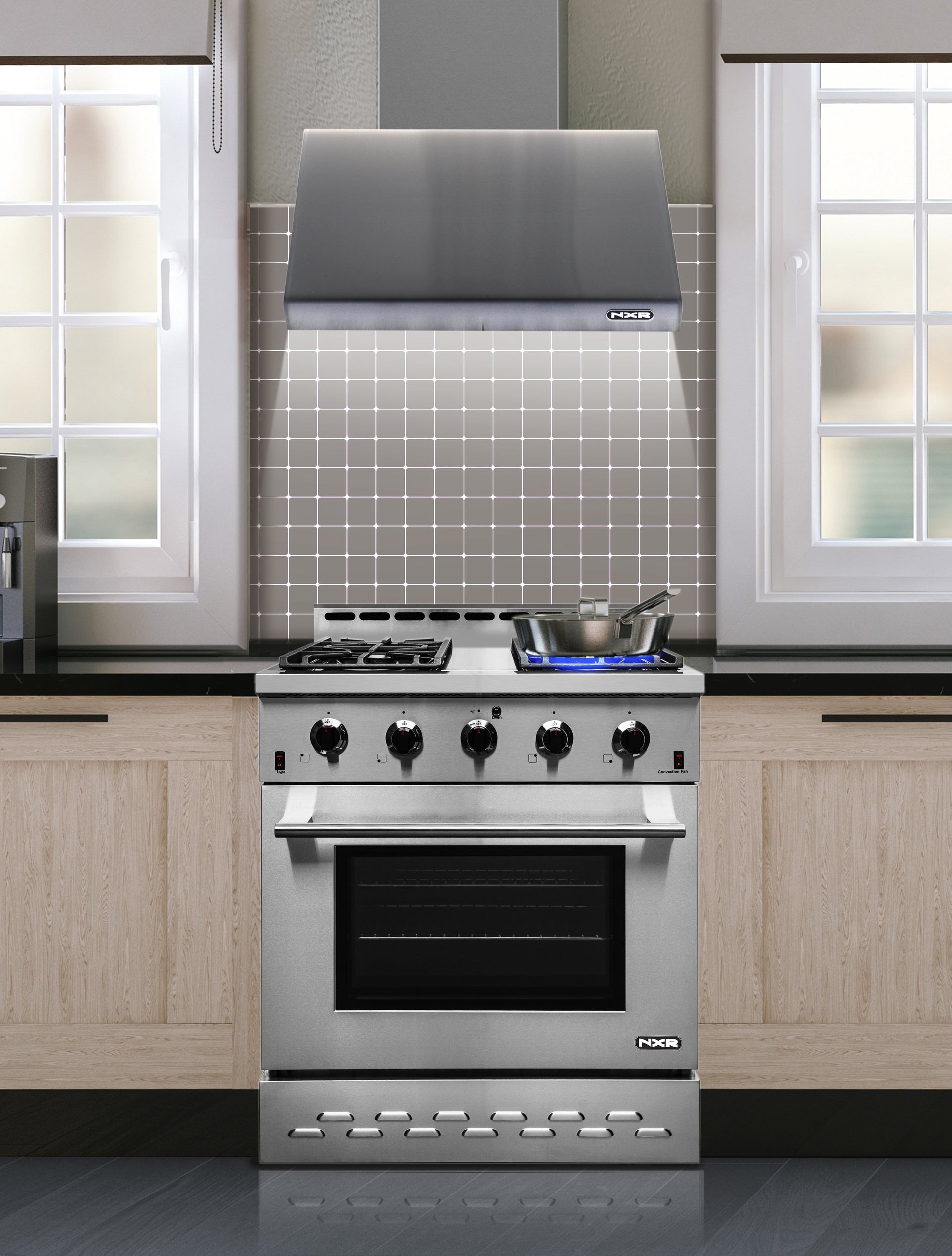 Stainless Steel gas range 6 German sealed burners with Convection Oven