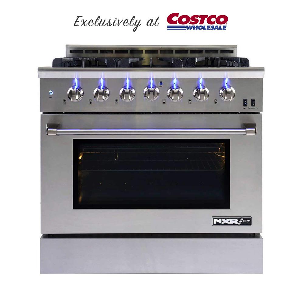 Stainless Steel 6 Sealed Burner Gas Range with Convection Oven