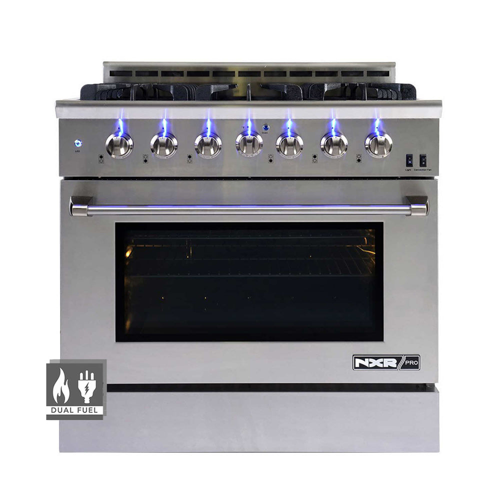 Stainless Steel Dual Fuel Range with 6 Burners and Convection Oven