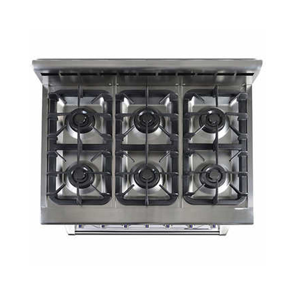 Stainless Steel 6 Sealed Burner Gas Range with Convection Oven